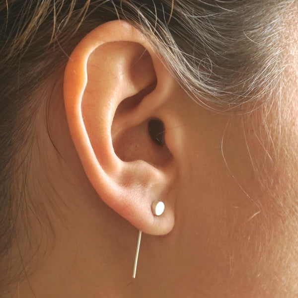 Sophisticated Hand-Made Sterling Silver Threader Earrings with a Solid ...